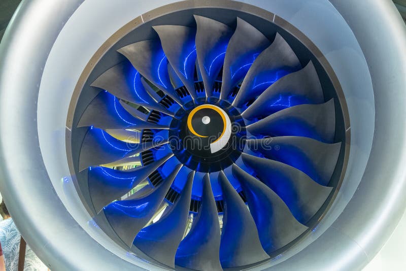 Aircraft Engine Blades Highlighted in Blue Stock Photo - Image of ...