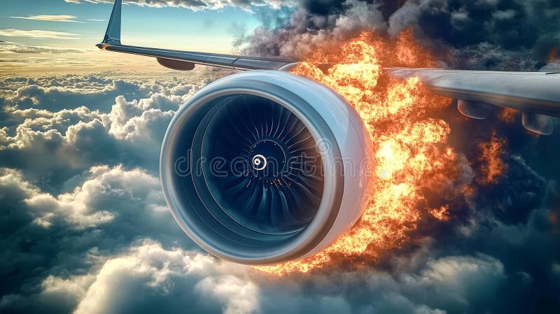 Aircraft Engine Fire a Disaster Scenario, Commercial Plane Fire in ...