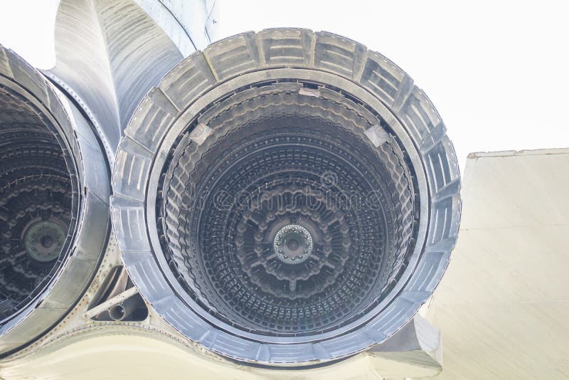 Aircraft Engine. Inside View of an Aircraft Gas Turbine Engine Stock ...