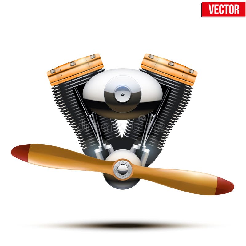 Aircraft Engine with Propeller. Vector Stock Vector - Illustration of ...