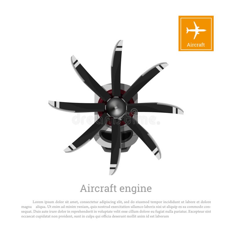 Aircraft Engine In Realistic Style. Motor With Propeller On White ...