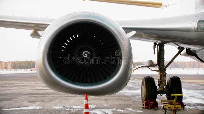 Aircraft Engine Propeller Operates in Air Against Blue Sky Stock Video ...