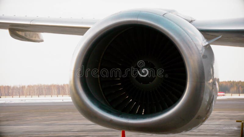 Aircraft Engine Propeller Operates in Air Against Blue Sky Stock Video ...