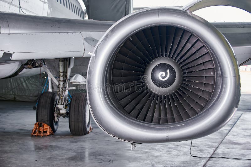Aircraft Engine Servicing - Opened Panels of a Large Engine of Parked ...