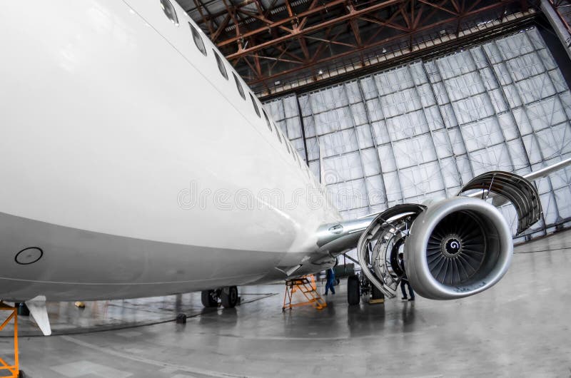 Aircraft Engine Turbo Jet with Blades, Fuselage and Open Engine. Stock ...