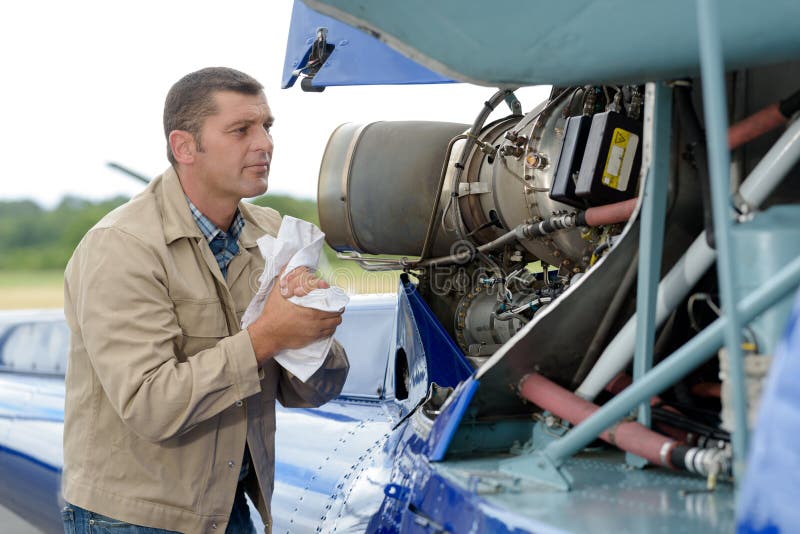Aircraft Engineer Dismantling Jet Plane Stock Photo - Image of factory ...