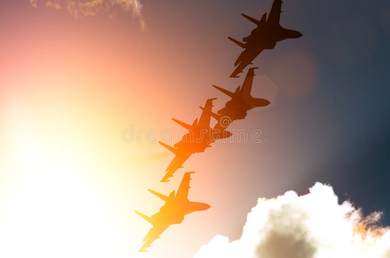 Aircraft Fighter Jets Against Background Sky Sun Stock Photos - Free ...