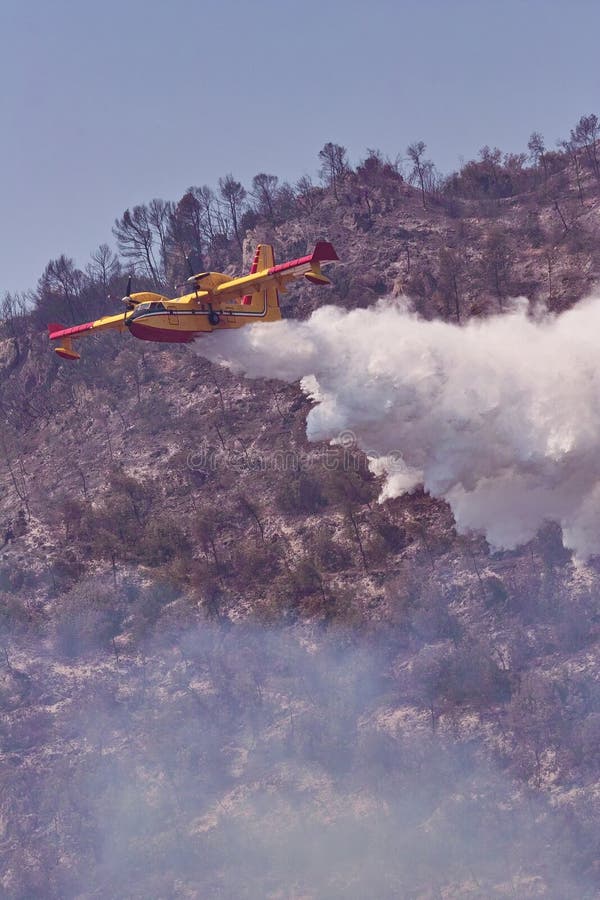 Aircraft Firefighting in Action Stock Photo - Image of smoke, fire ...