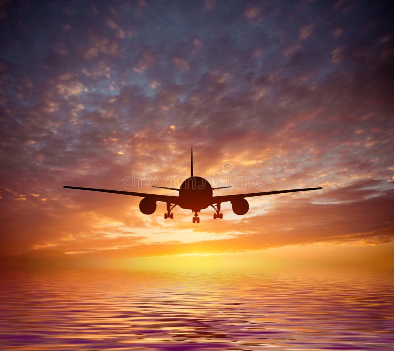 Aircraft Flies Over the Ocean Stock Photo - Image of altitude, airspeed ...