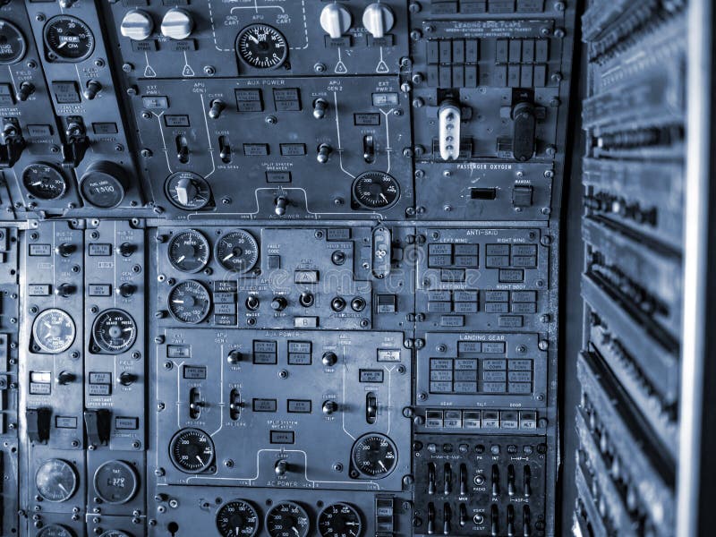 Aircraft Flight Control Switch Panel Inside the Cockpit Stock Image ...