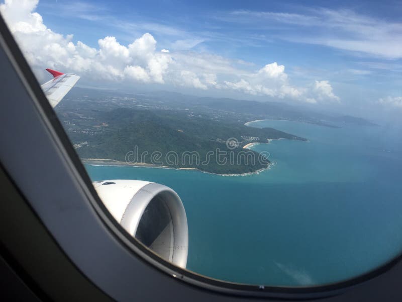 Aircraft Flying Over an Island Coastline Stock Image - Image of ...