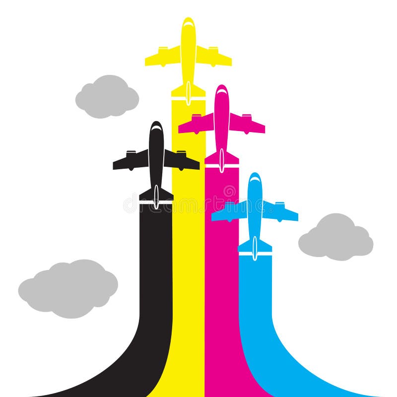 Aircraft flying in the sky stock vector. Illustration of printer - 64960358