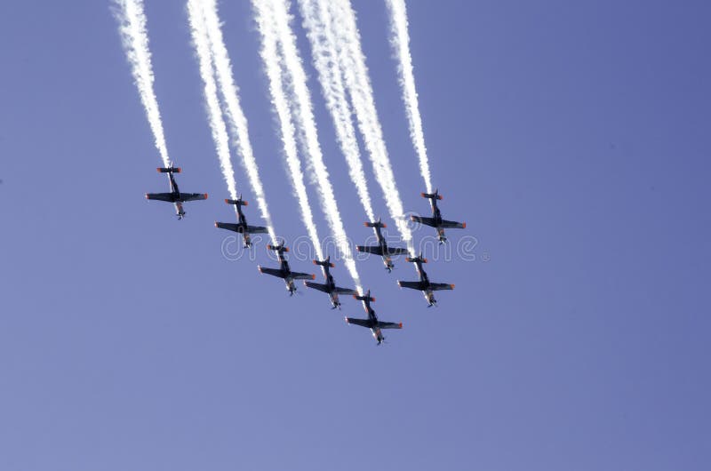 Aircraft Formation, Front Down View Stock Photo - Image of rotor ...