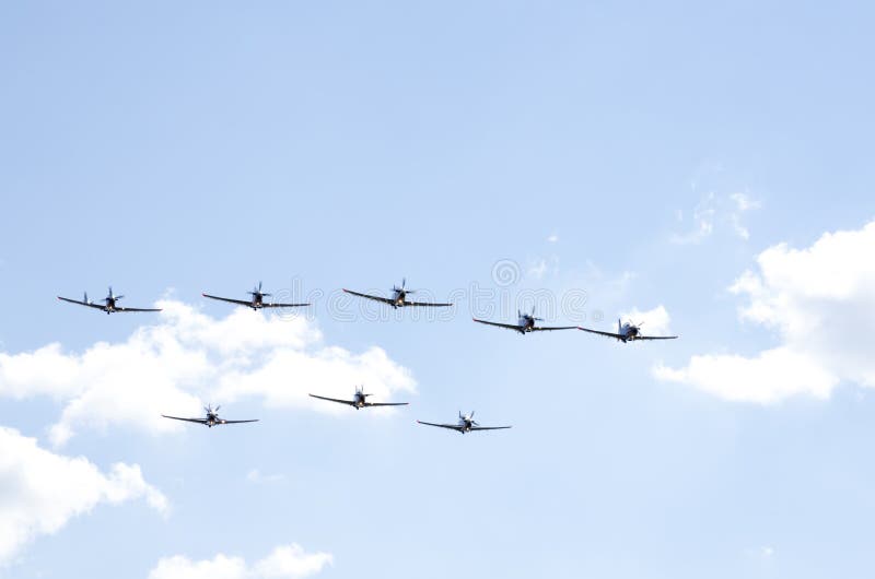 Aircraft Formation, Front View Stock Image - Image of flying, formation ...