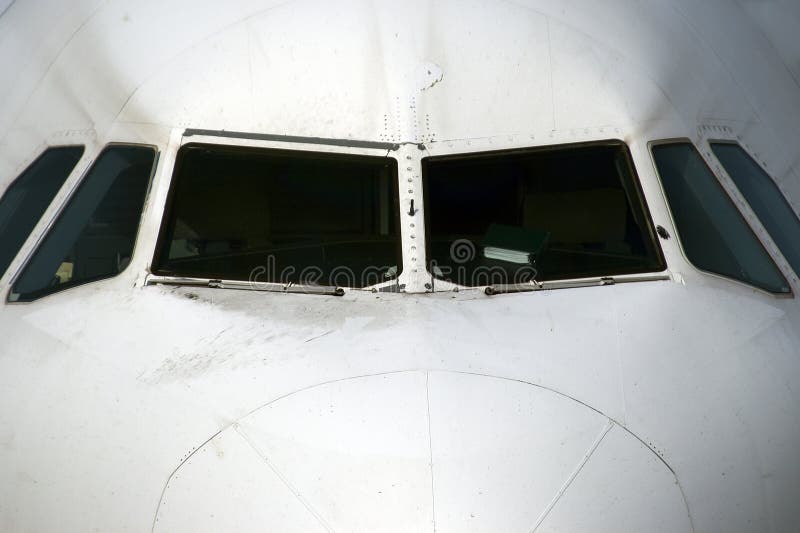 Aircraft front view stock image. Image of nose, windows - 18848229