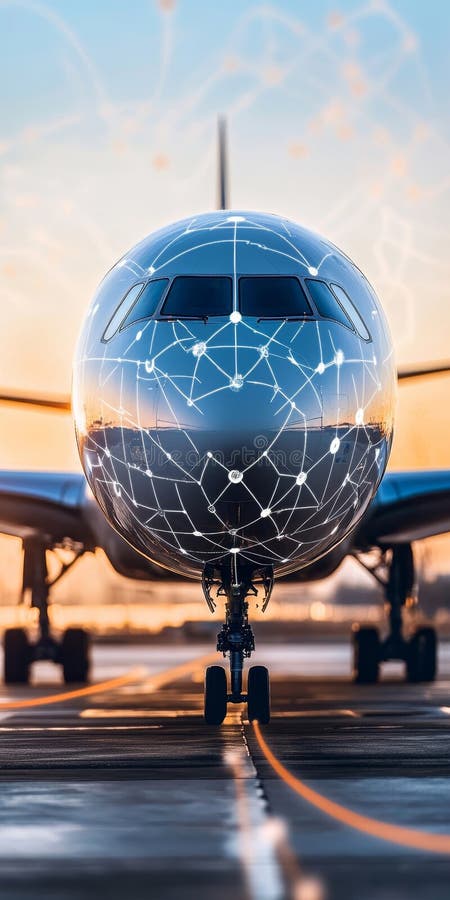 Aircraft of the Future Technological Airliner Symbolizing Connectivity ...