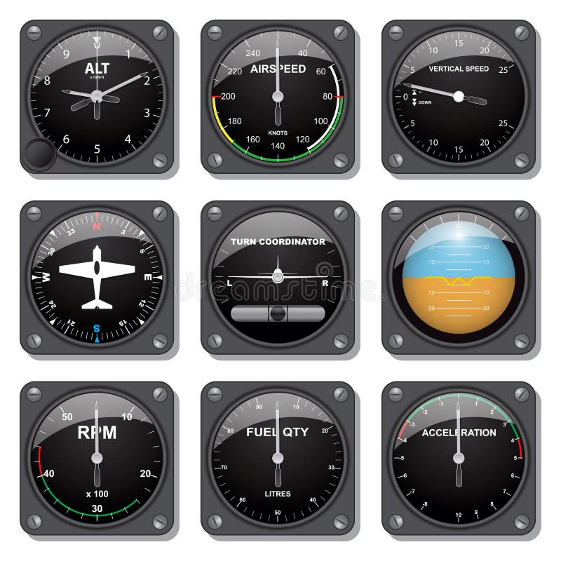 Aircraft gauges (#1) stock illustration. Illustration of pilot - 20416369