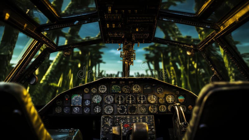 Aircraft glass cockpit stock illustration. Illustration of ...