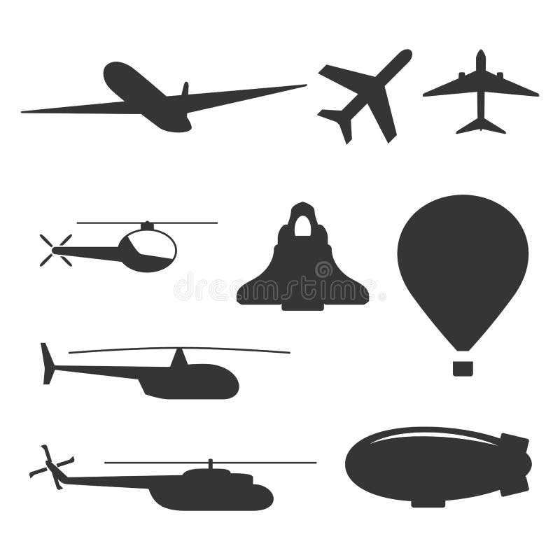 Aircraft icon set stock illustration. Illustration of aero - 98636864
