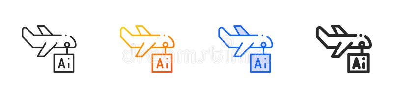 Aircraft Icon.Thin Linear, Gradient, Blue Stroke and Bold Style Design Isolated on White ...