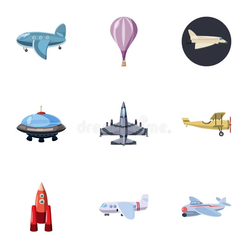 Aircraft Icons Set, Cartoon Style Editorial Photo - Illustration of ...