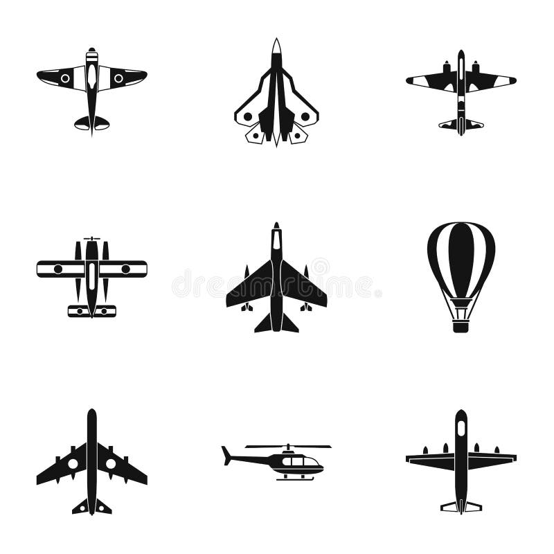 Aircraft Icons Set, Simple Style Stock Vector - Illustration of drawing ...