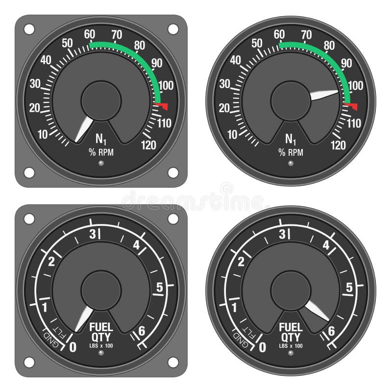 Aircraft Indicators 3 - 480B Dashboard Set Stock Illustration ...