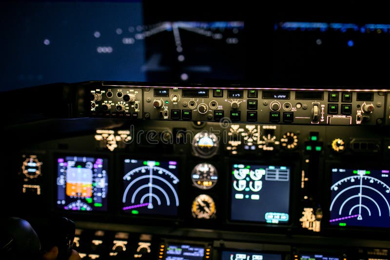 Aircraft Interior, Cockpit View Inside the Airliner. Point of View from ...