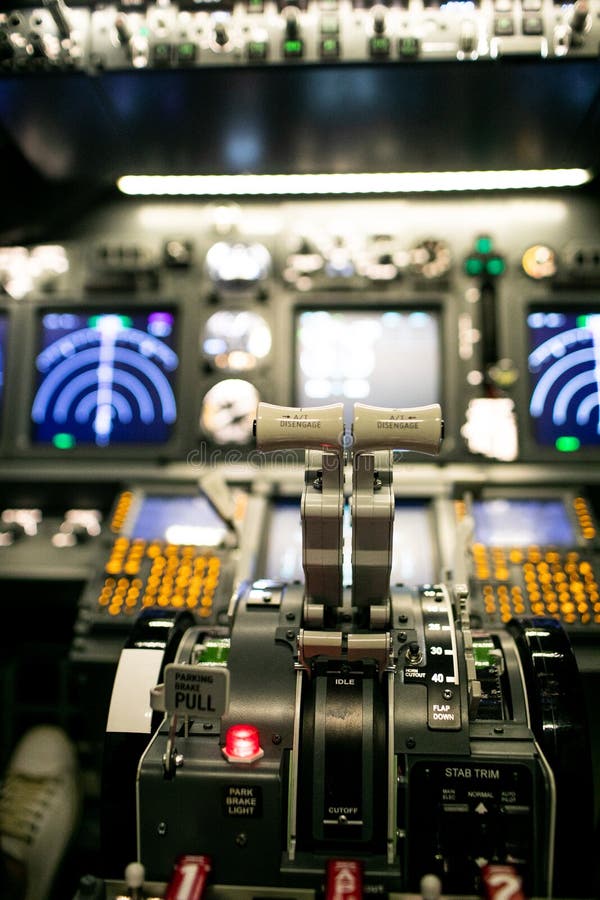 Aircraft Interior, Cockpit View Inside the Airliner. Point of View from ...