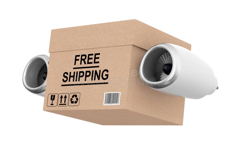 Aircraft Jet Engine with Shipping Container. 3d Rendering Stock ...