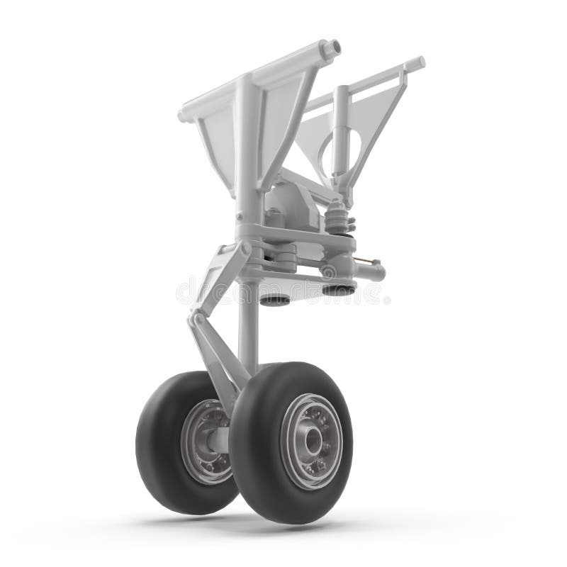 Aircraft Jet Front Landing Gear Isolated on White Background. 3D ...