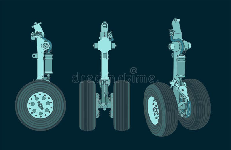 Airplane Landing Gear Drawings Stock Vector - Illustration of machine ...