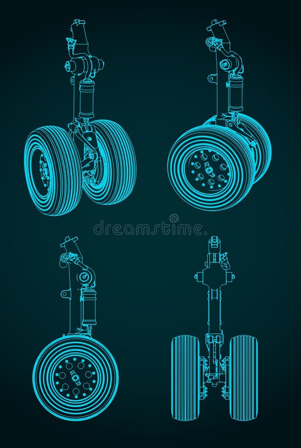 Aircraft Landing Gear Drawings Stock Vector - Illustration of gear ...