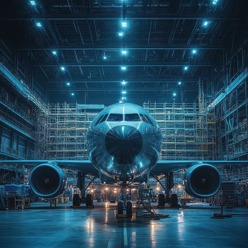 Aircraft Large Hangar Dramatic Lighting Structure Stock Photos - Free ...