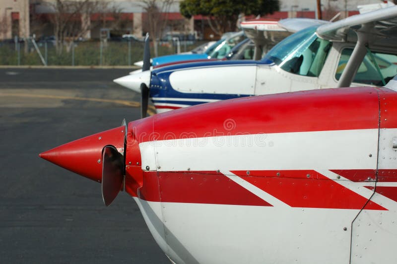 Aircraft lined up in a row stock photo. Image of struts - 2069612