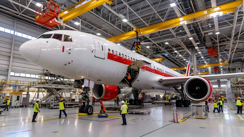 Airplane Assembly Hangar stock illustration. Illustration of aircraft ...