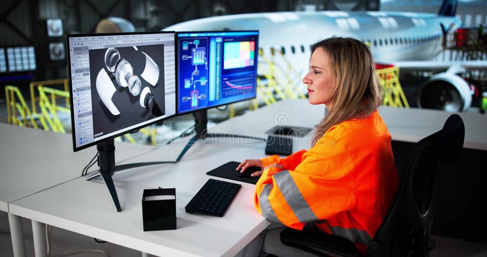 Aircraft Maintenance and Repair Using 3D Software Stock Illustration ...