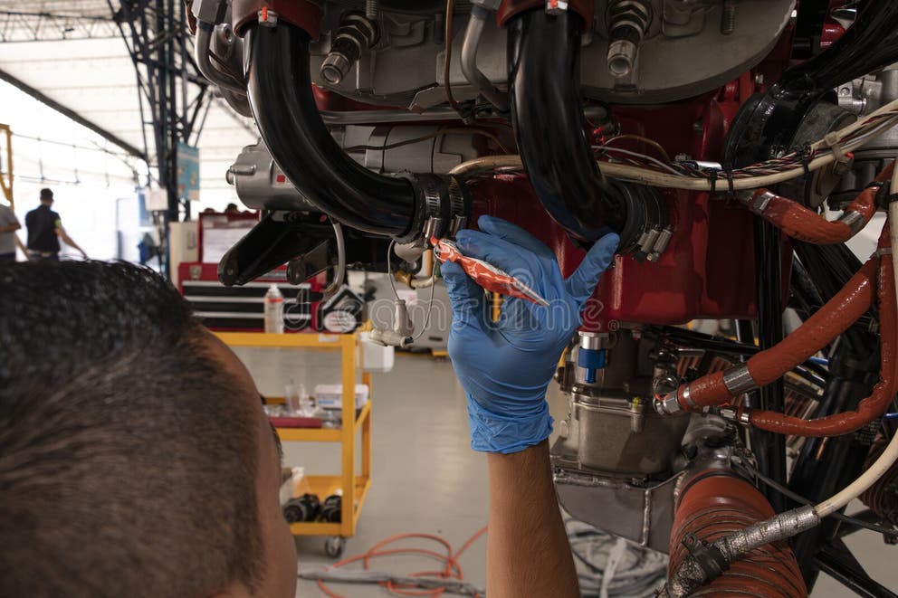 Aircraft Maintenance Technician Making a Torque Stripe Stock Image ...