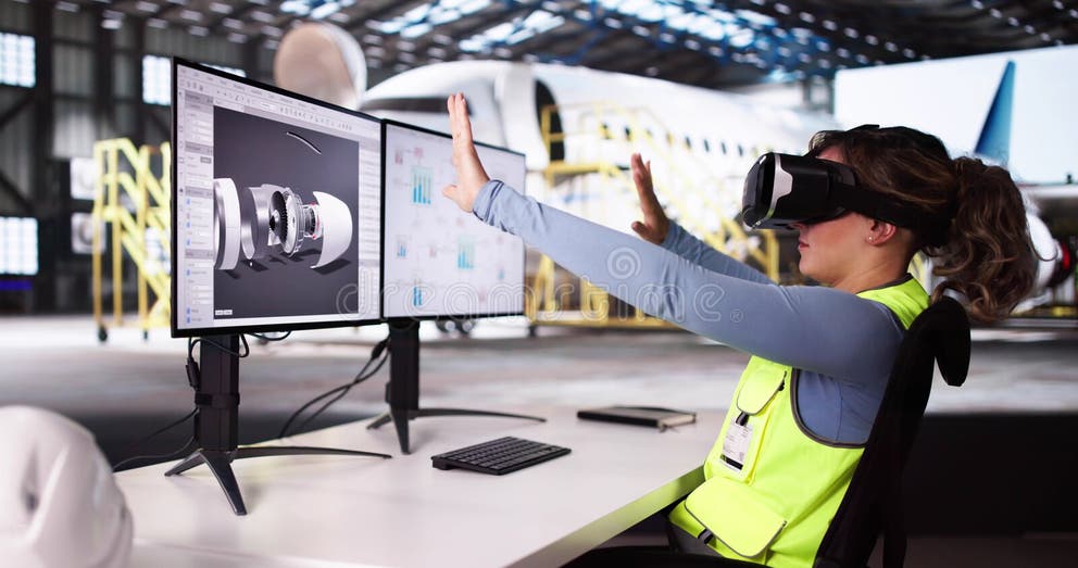 Aircraft Maintenance Using VR Stock Photo - Image of creative, lady ...