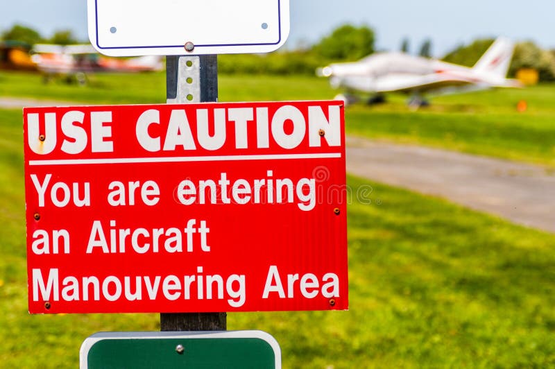 Aircraft Manouvering Red and White Warning Sign Hung on Post at ...