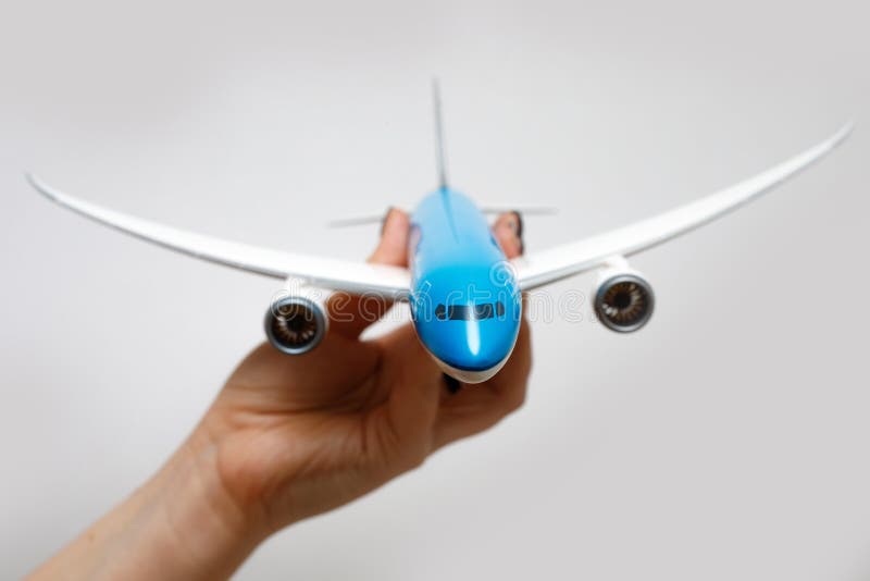 Aircraft Model in Female Hands Stock Photo - Image of flat, business ...
