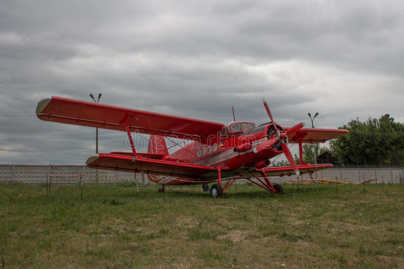 Aircraft stock image. Image of propeller, clouds, grass - 84244245