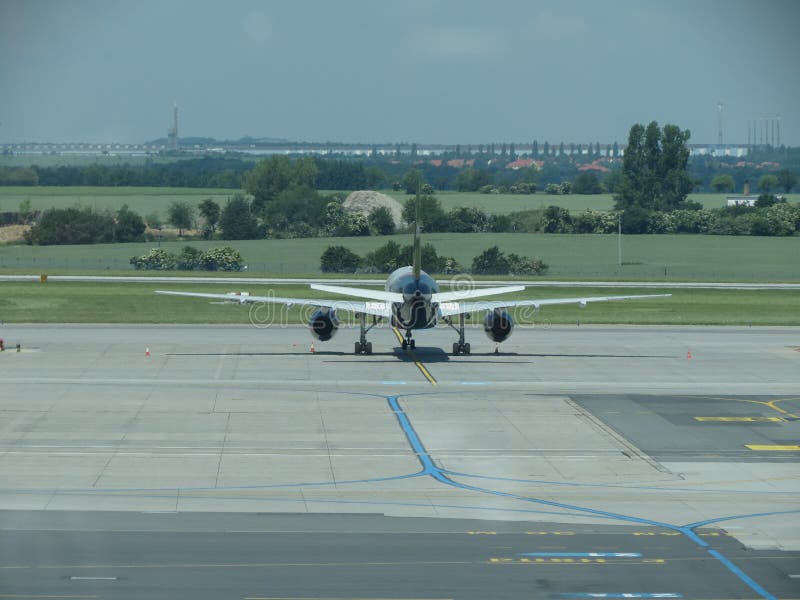 Aircraft Parked on the Runway Stock Image - Image of runway, aeroplane ...