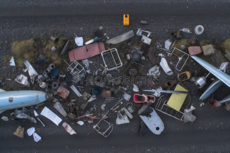 Aircraft Parts Marked with Evidence Tags at the Scene Stock ...