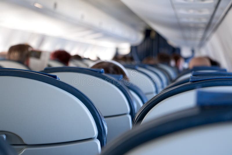 Aircraft Passenger Cabin stock photo. Image of transportation - 69242916