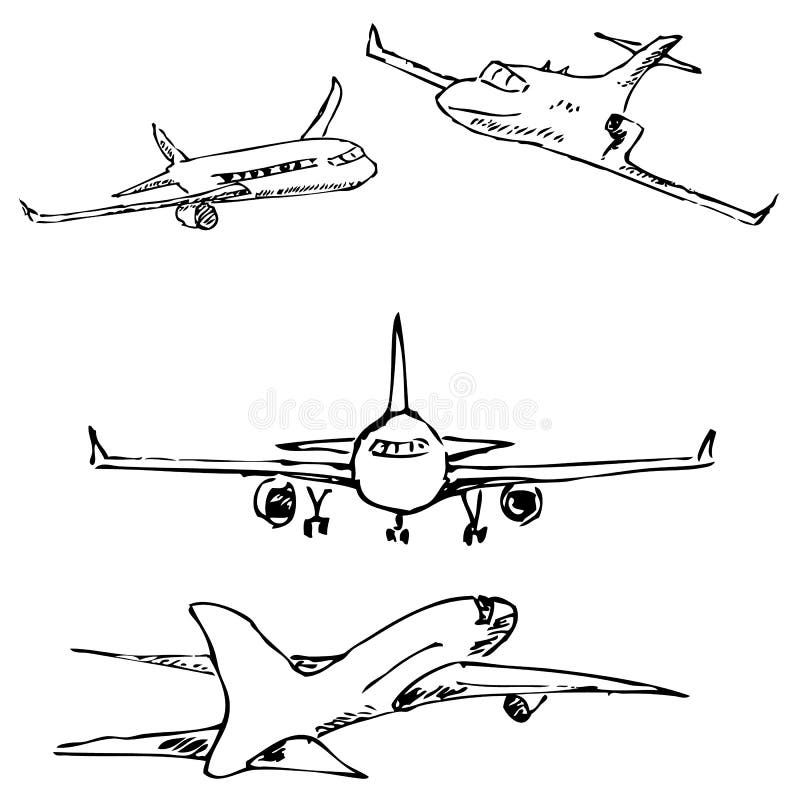 Aircraft. Pencil Sketch by Hand. Vintage Colors Stock Vector ...