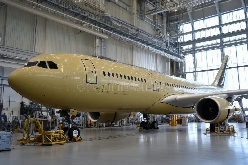 Large Aircraft Undergoing Finishing Touches in a Spacious Maintenance ...