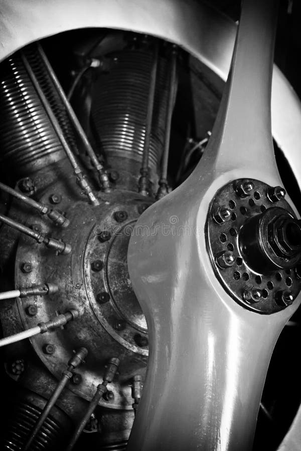 Radial Engine of a Vintage Aircraft with a Propeller Stock Image ...