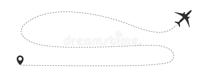 Aircraft Route Dotted Lines. Passenger Aircraft Flight Line Stock ...