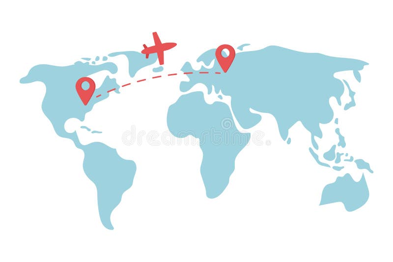 Aircraft Route on Map Flat Concept Vector Illustration Stock Vector ...